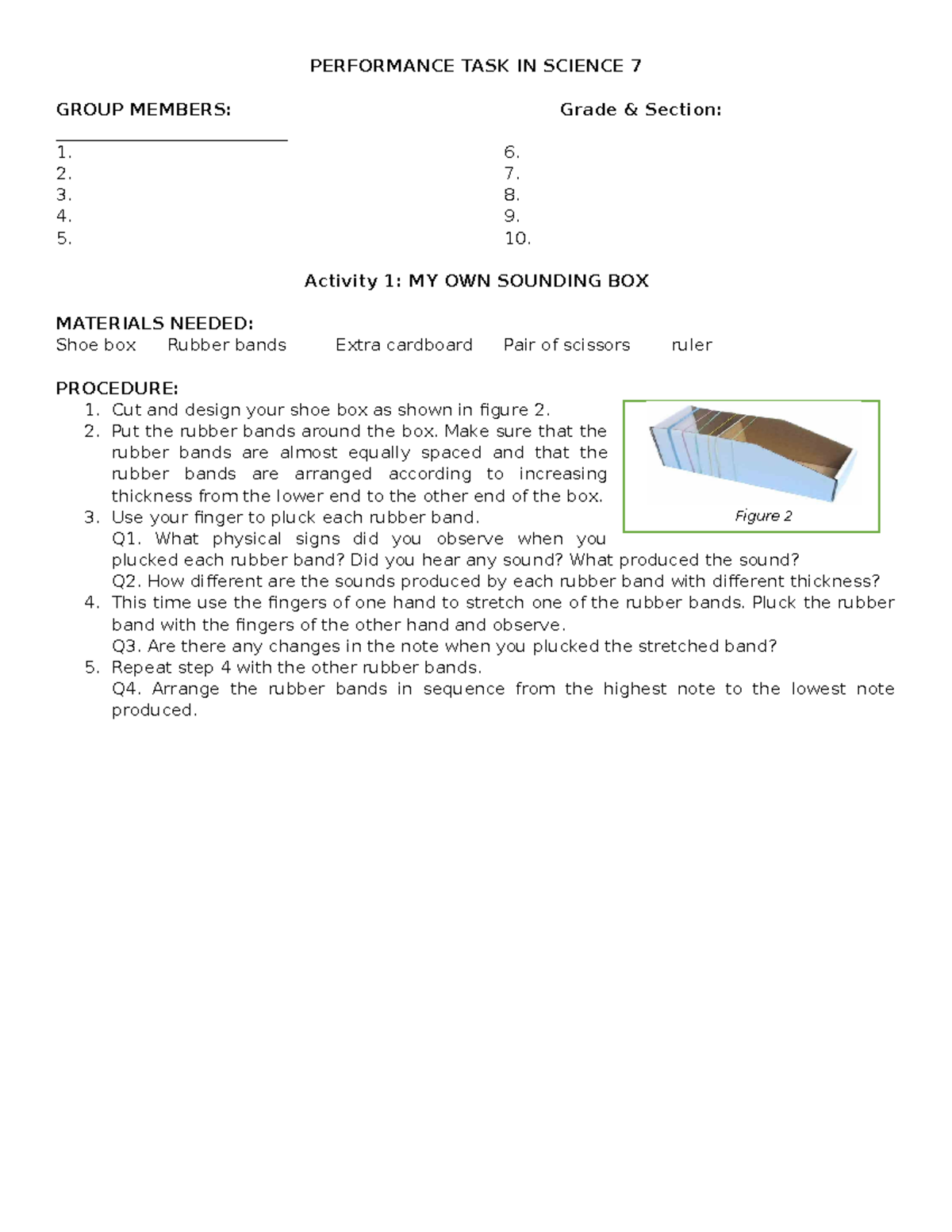 Performance TASK IN Science 7 - PERFORMANCE TASK IN SCIENCE 7 GROUP ...