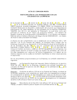 8.- Acta Constitutiva Comisión Mixta Reglamento Interior de Trabajo ...