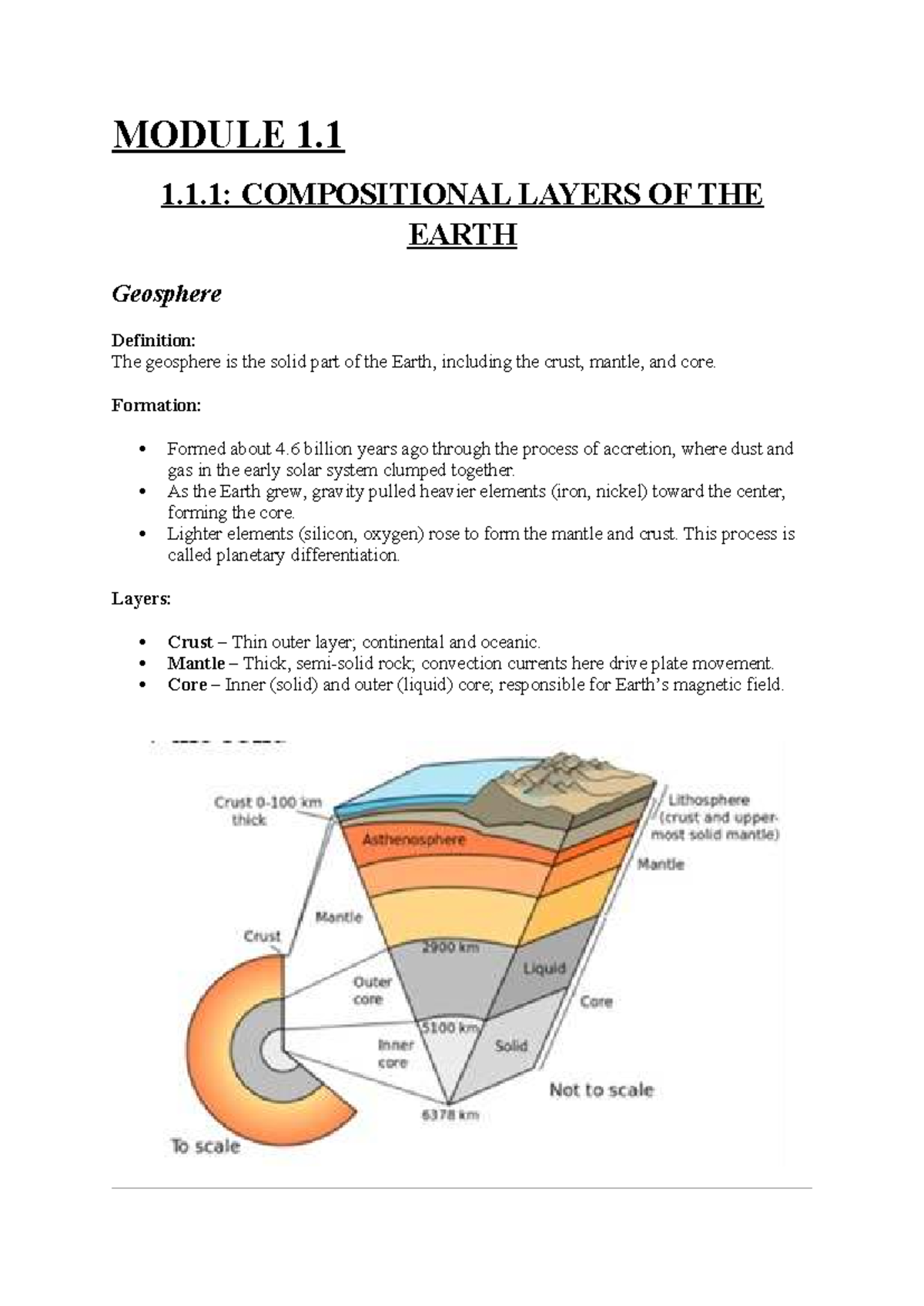 Module 1.1: Summary of Earth's Compositional Layers and Structure - Studocu