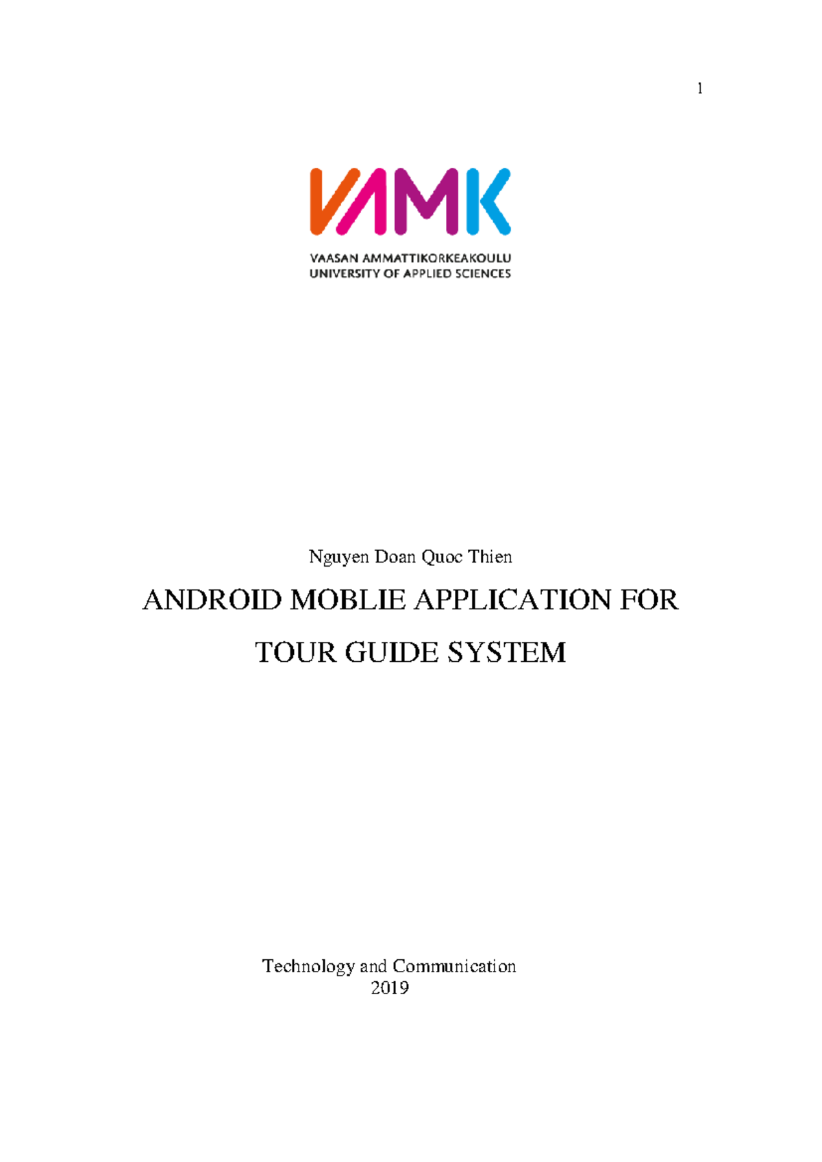 ANDROID MOBILE APP FOR TOUR GUIDE SYSTEM - Thesis 2019 - Studocu