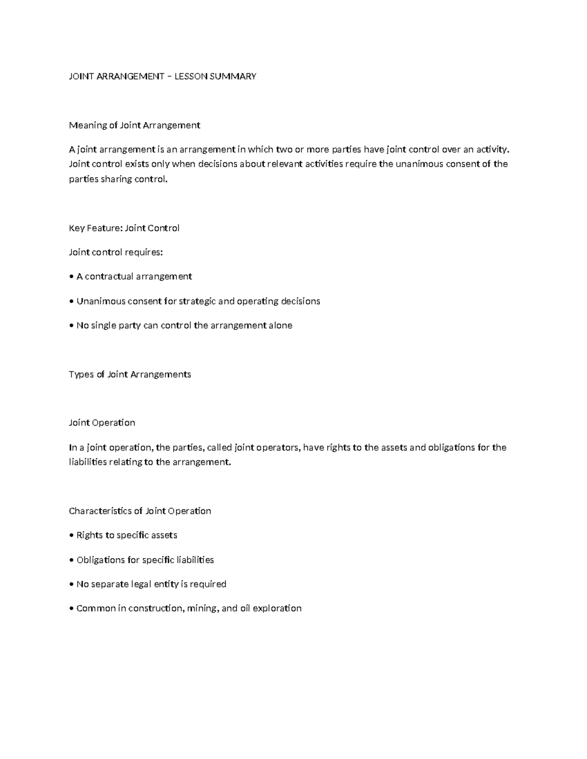 Joint Arrangement Lesson Summary: Key Features & Types - Studocu