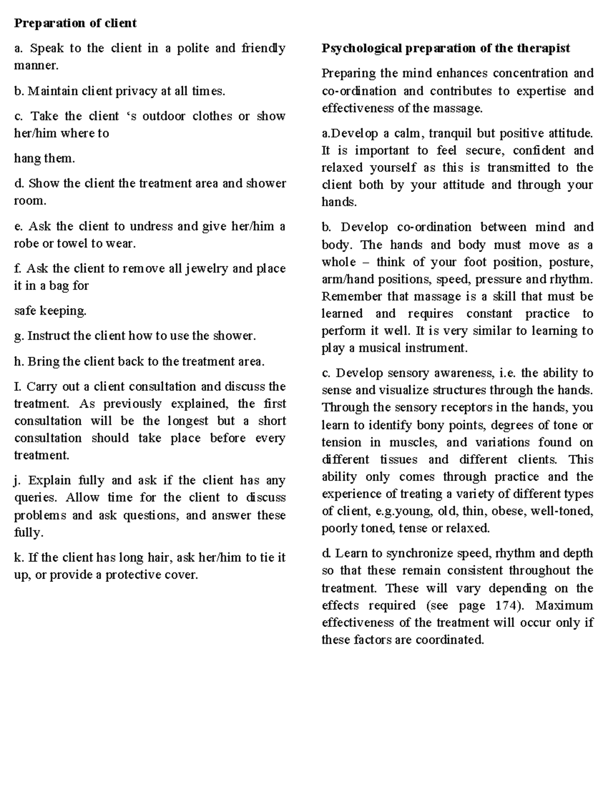 Preparation of Client for Massage - LECTURE Notes - Studocu