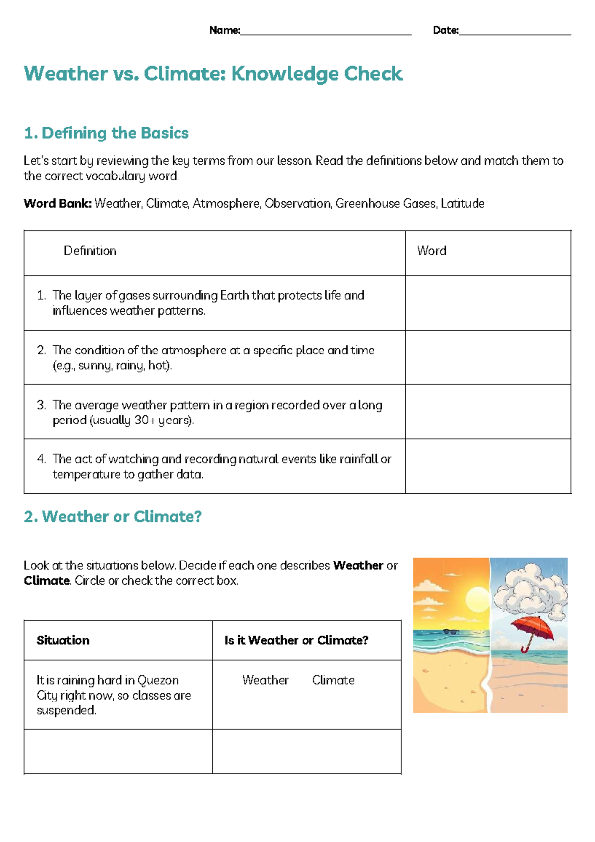 Weather vs. Climate: Knowledge Check 1 (Science 101) - Studocu
