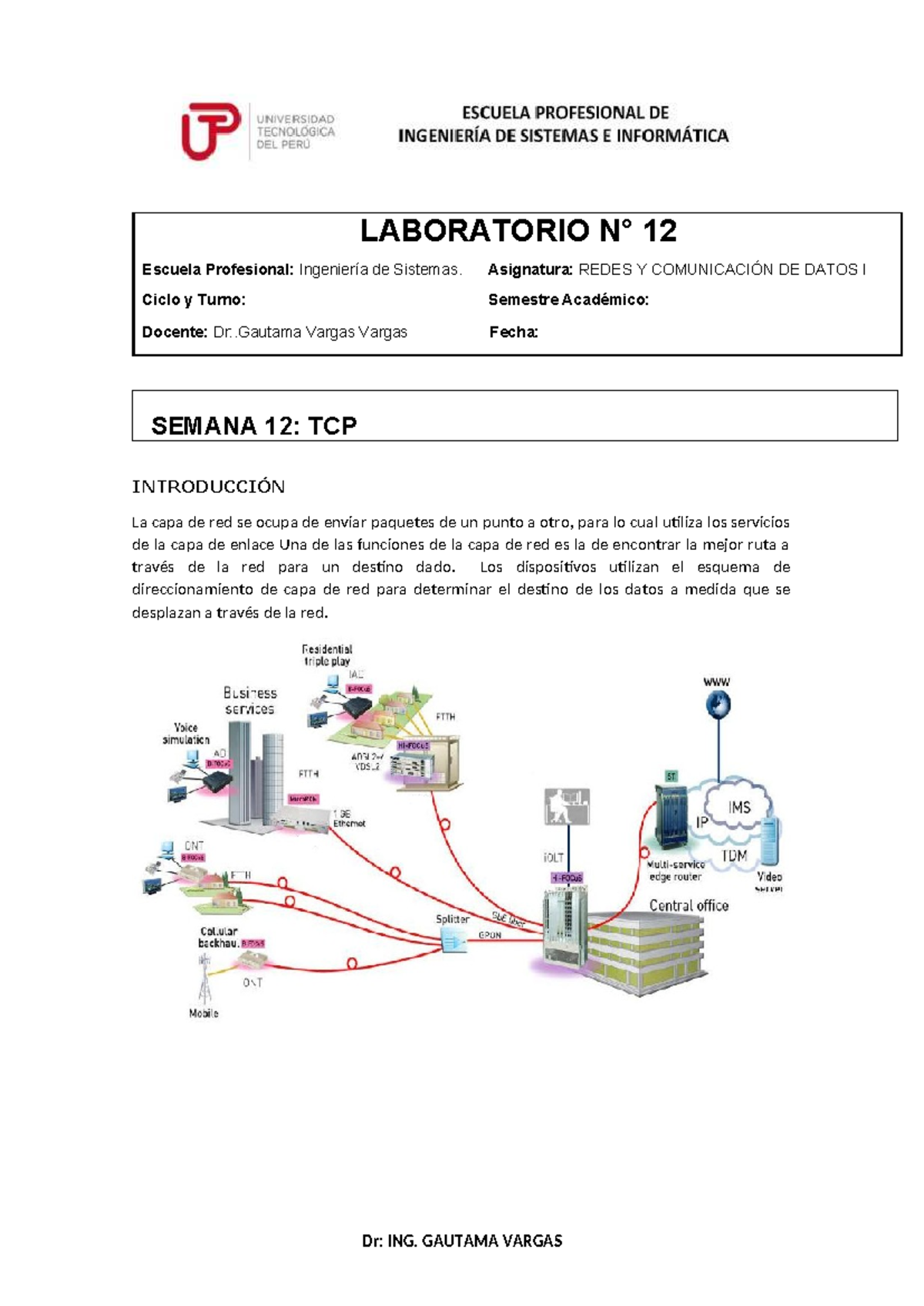 Laboratorio 12: Redes y Comunicación de Datos I - Prácticas de Packet Tracer - Studocu