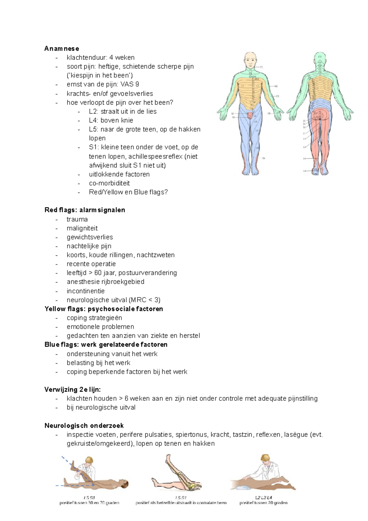 College Radiculaire Syndromen: Diagnostiek en Behandeling - Studeersnel