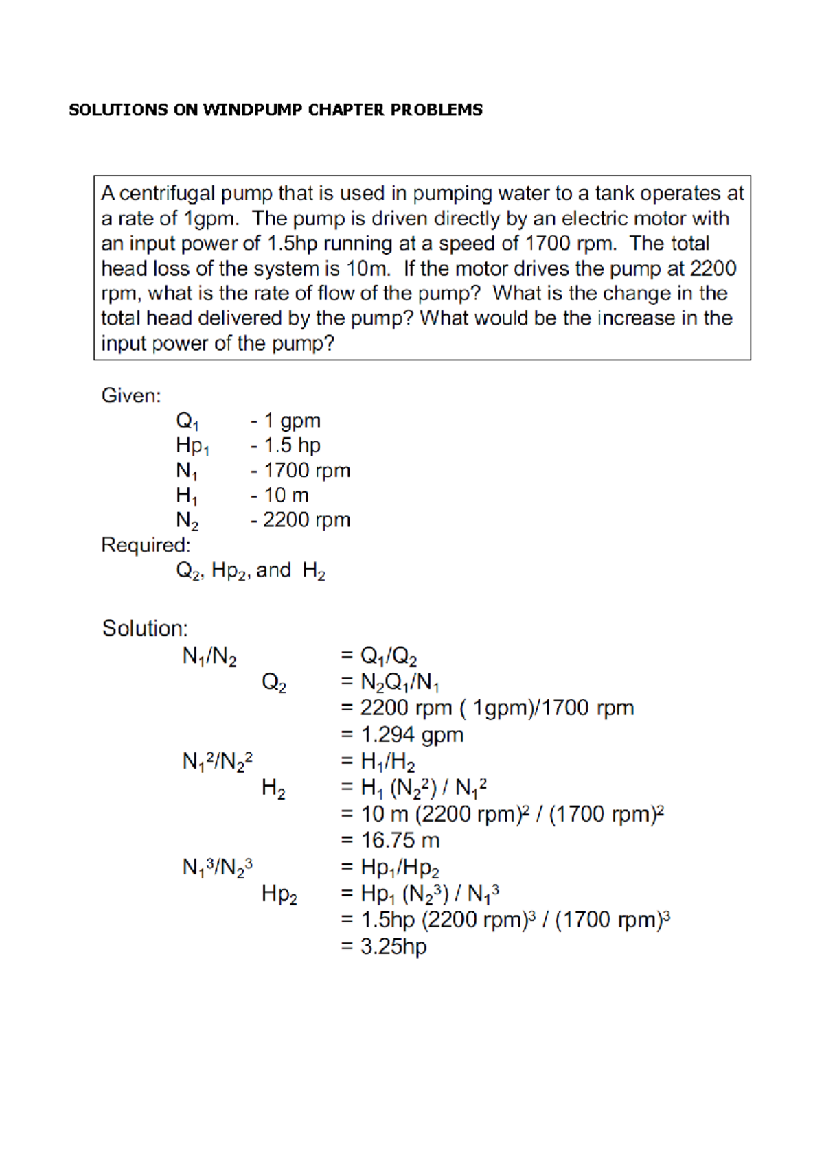 Water-PUMP Problem Solutions: Centrifugal & Lift Pump Calculations ...