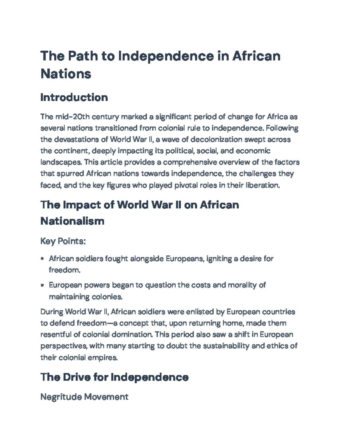 The Path to Independence: Case Studies of African Nations' Movements ...