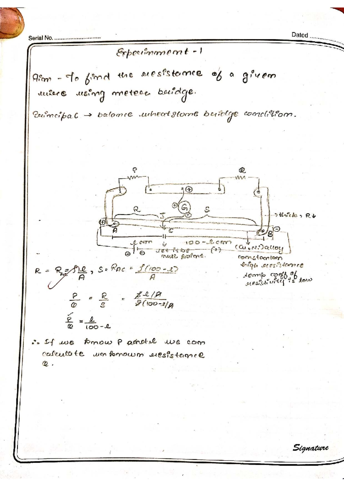 Physics Practical File Class 12: Experiments on Resistance Measurement ...