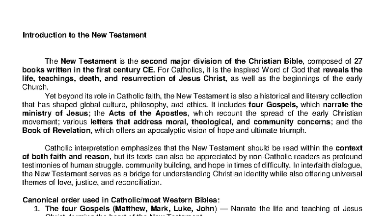 Introduction to the New Testament: Key Themes & Gospels - Studocu