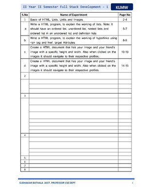 FULL STACK DEV LAB [R20A0589] - B III Yr II Sem (2022-2023) - Studocu