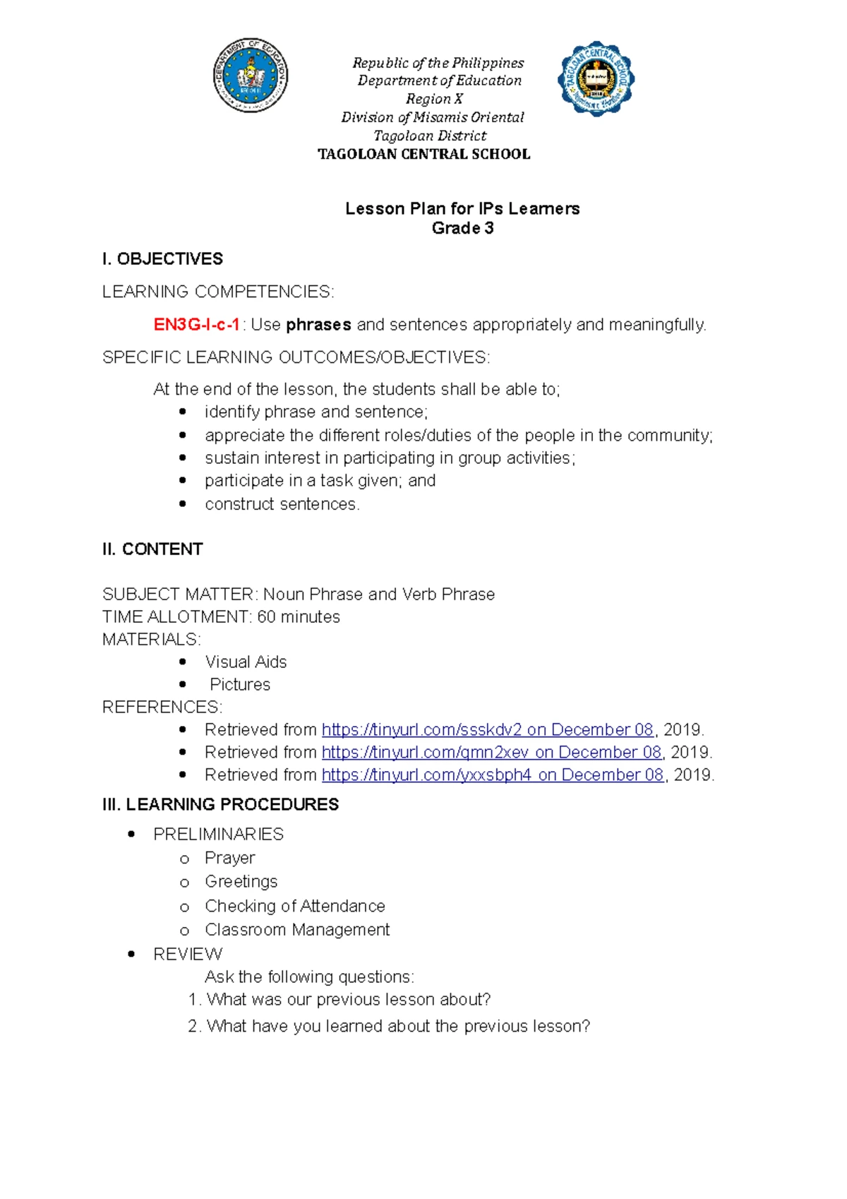 Detailed Lesson Plan in Literature for Grade 7 Students - Objectives A ...