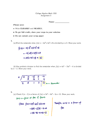 Exam 2 - P3 - Practice Materials - College Algebra Math 1050 Assignment ...