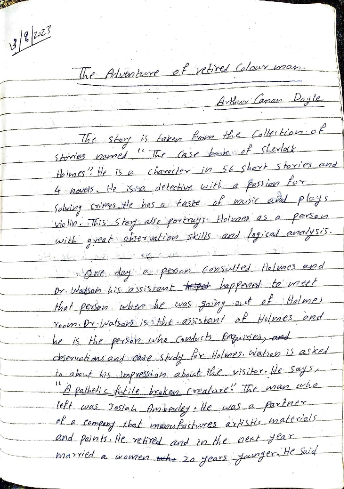 ENG 1: Notes on the Adventures of a Retired Colour Man by A. Canan ...