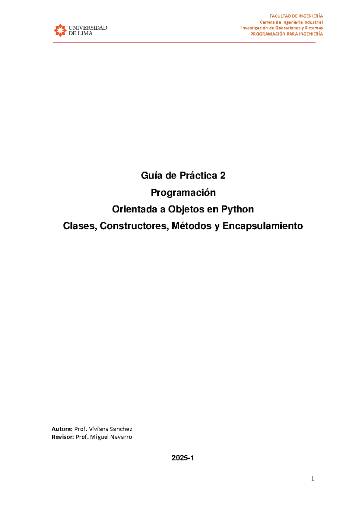 Guía de Práctica 2: POO en Python - Clases y Encapsulamiento - Studocu