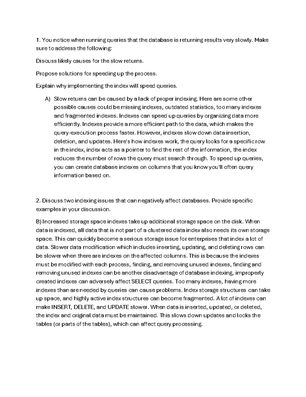 Topic 4 - Database Indexing Issues and Solutions (Course Work) - Studocu