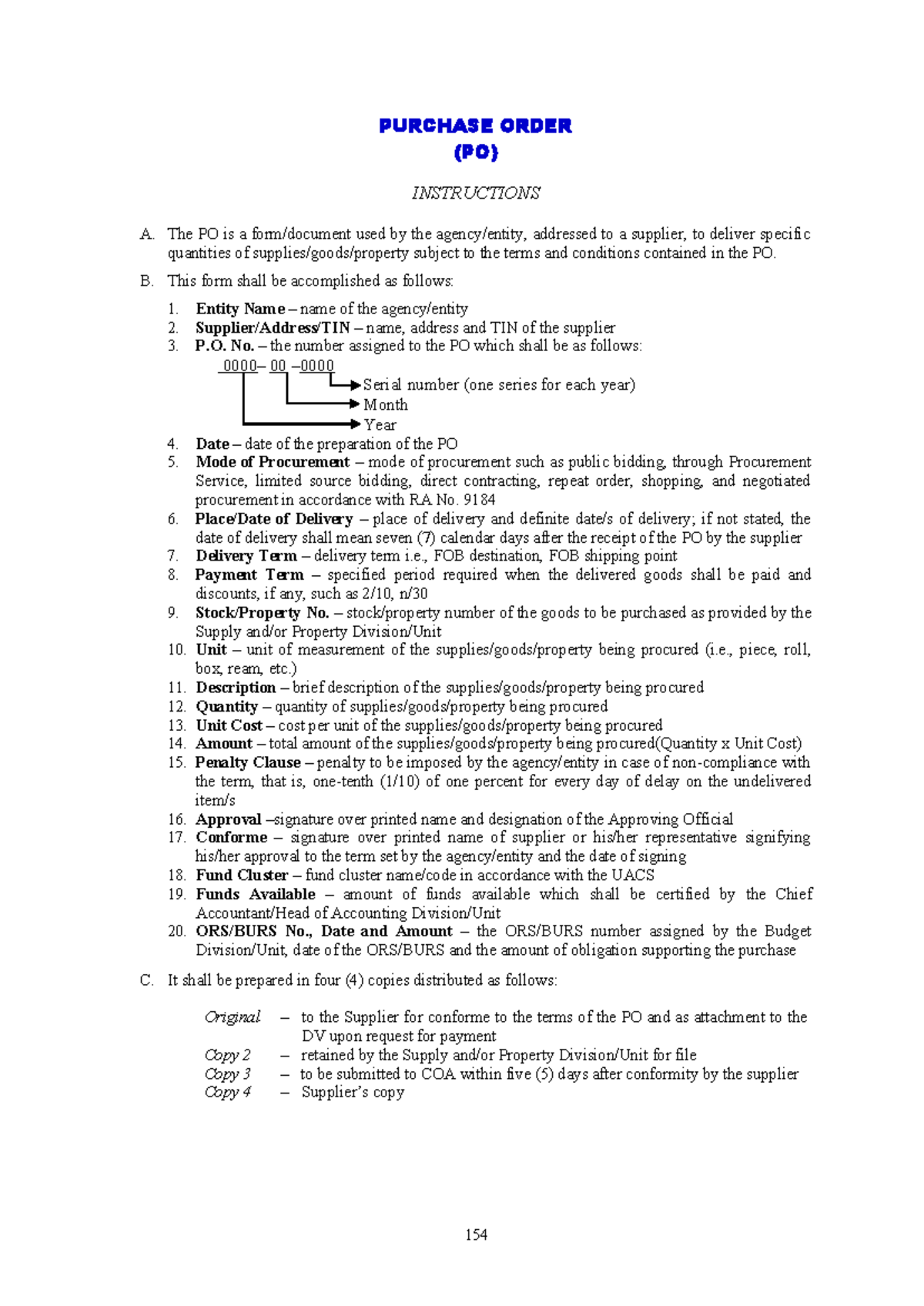 Appendix 61 - Purchase Order (PO) Instructions Guide - Studocu