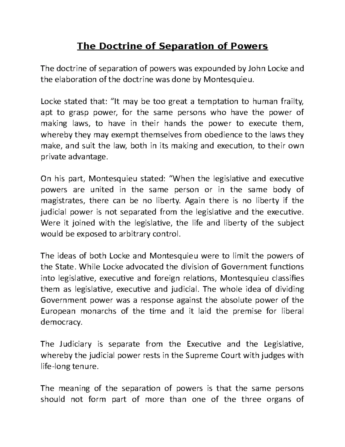 Assignment 1110Y - Separation of Powers & Rule of Law - Group Ajay ...