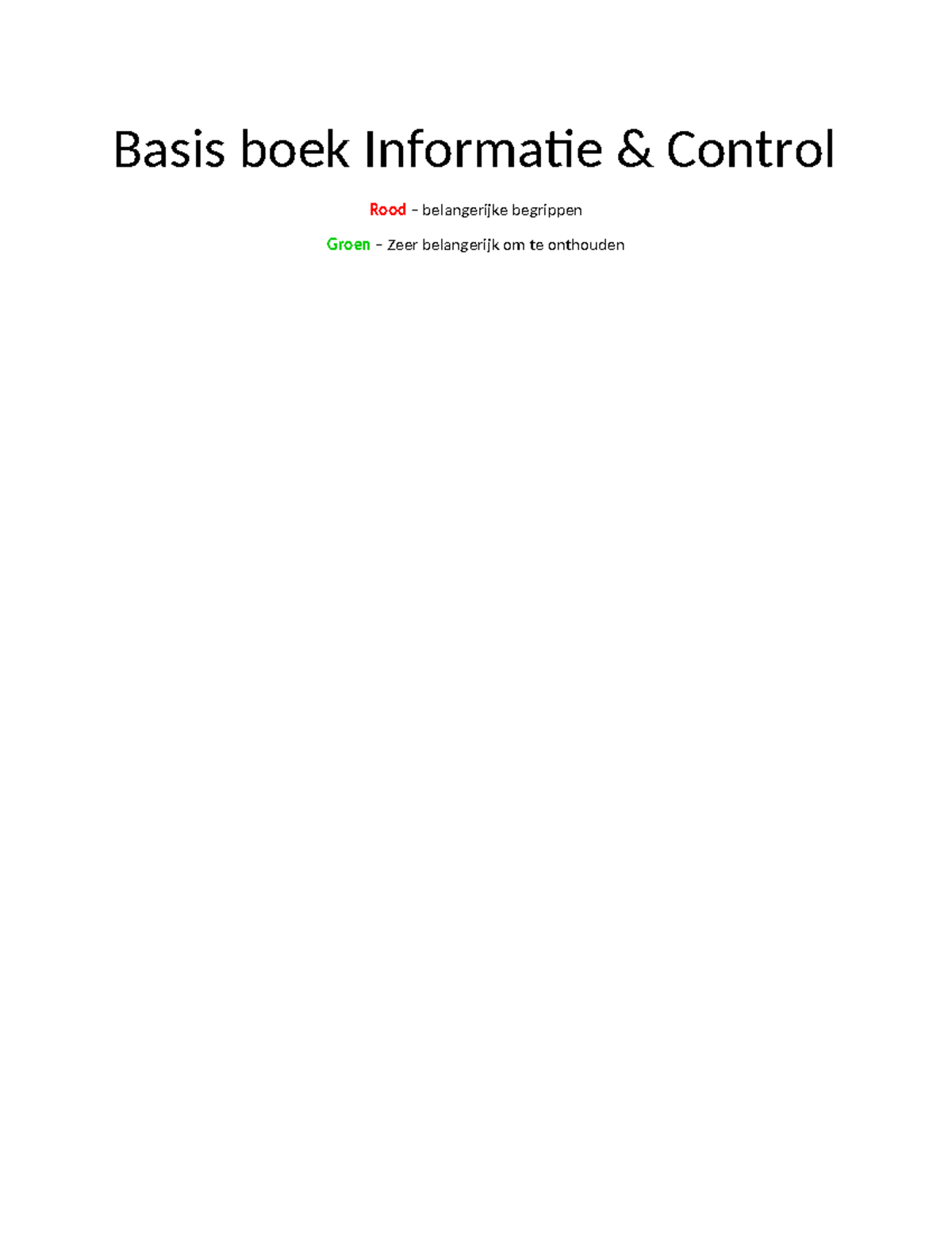 Samenvattig - Basis boek Informatie - Basis boek Informatie & Control ...