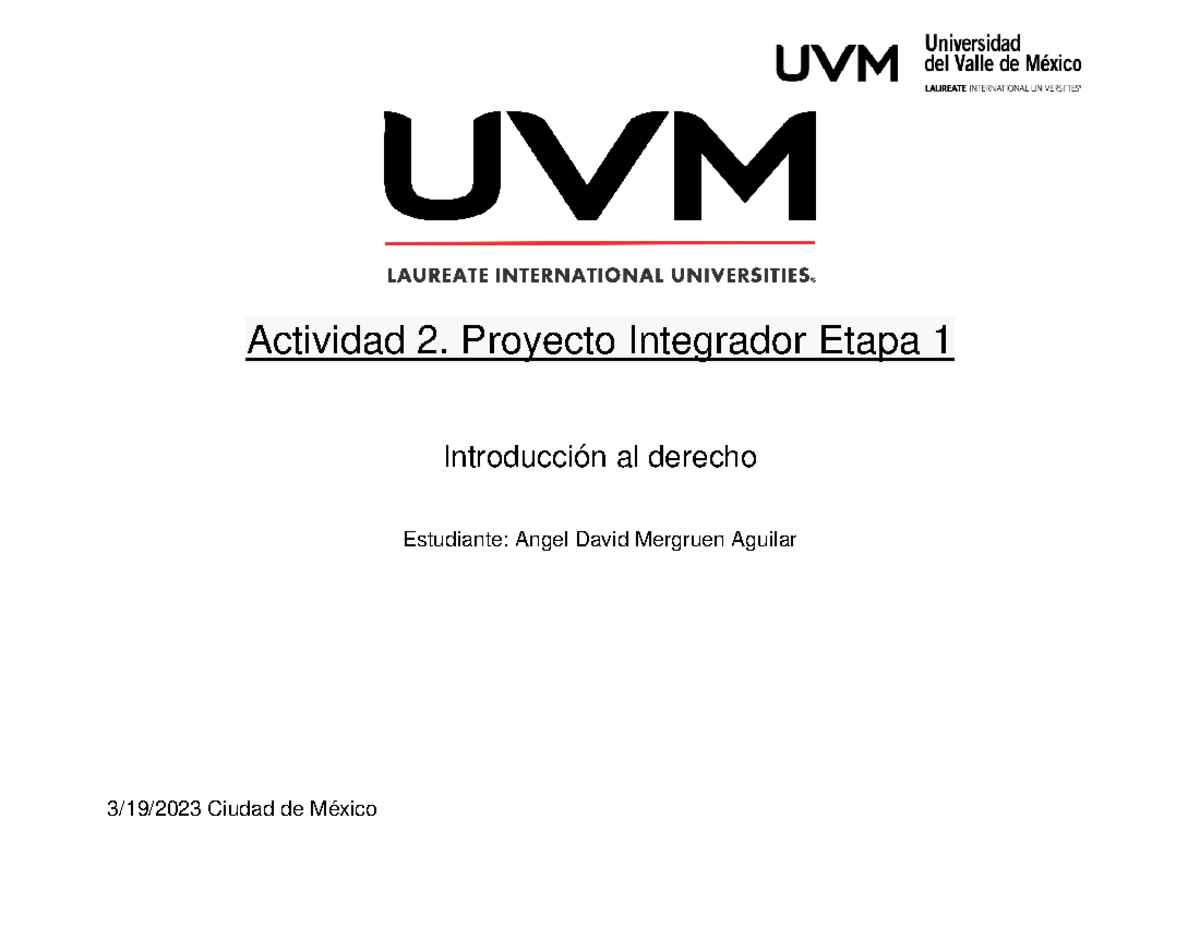 Actividad 2 - Proyecto Integrador Etapa 1: Conceptos Básicos del Derecho - Studocu