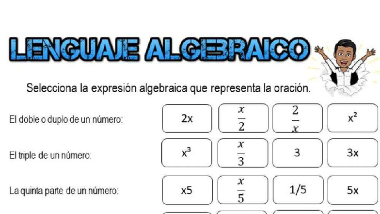Lenguaje Algebraico: Expresiones y Representaciones 5to 2 - Studocu