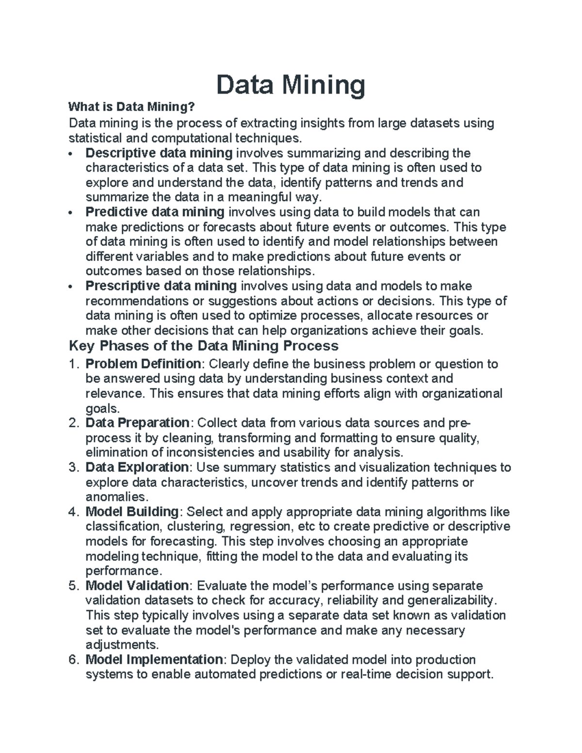 Data Mining: Techniques, Challenges, and Applications Overview - Studocu