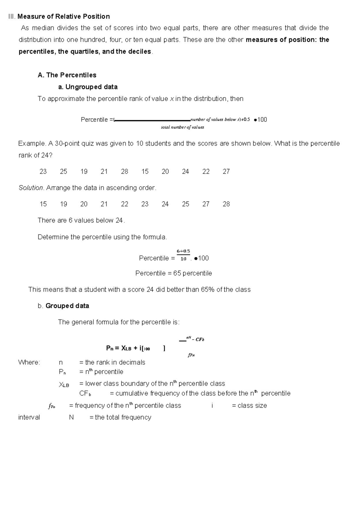 III-Measure-of-Relative-Position Stat - III. Measure of Relative ...