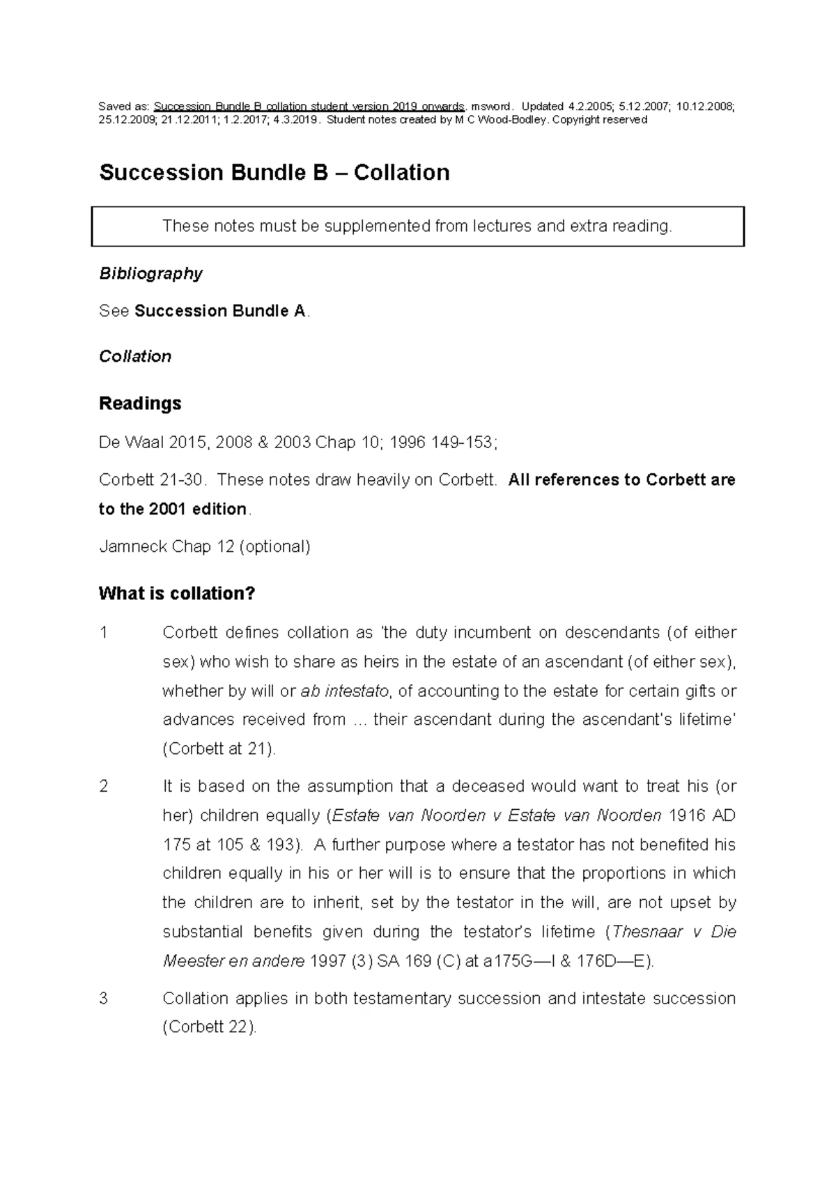Comprehensive Overview of Collation in Succession Law (LAW 101) - Studocu