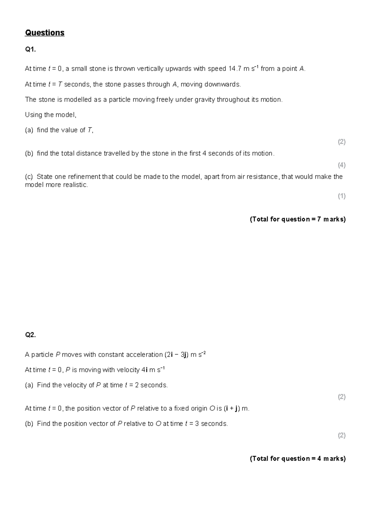 Final Exam Notes on Constant Acceleration (PHYS 101) - Studocu