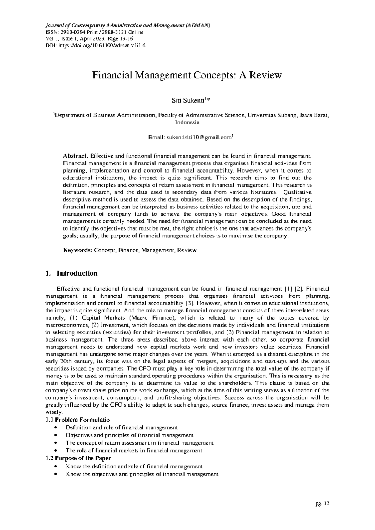 Financial Management Concepts: A Comprehensive Review (ADMAN) - Studocu