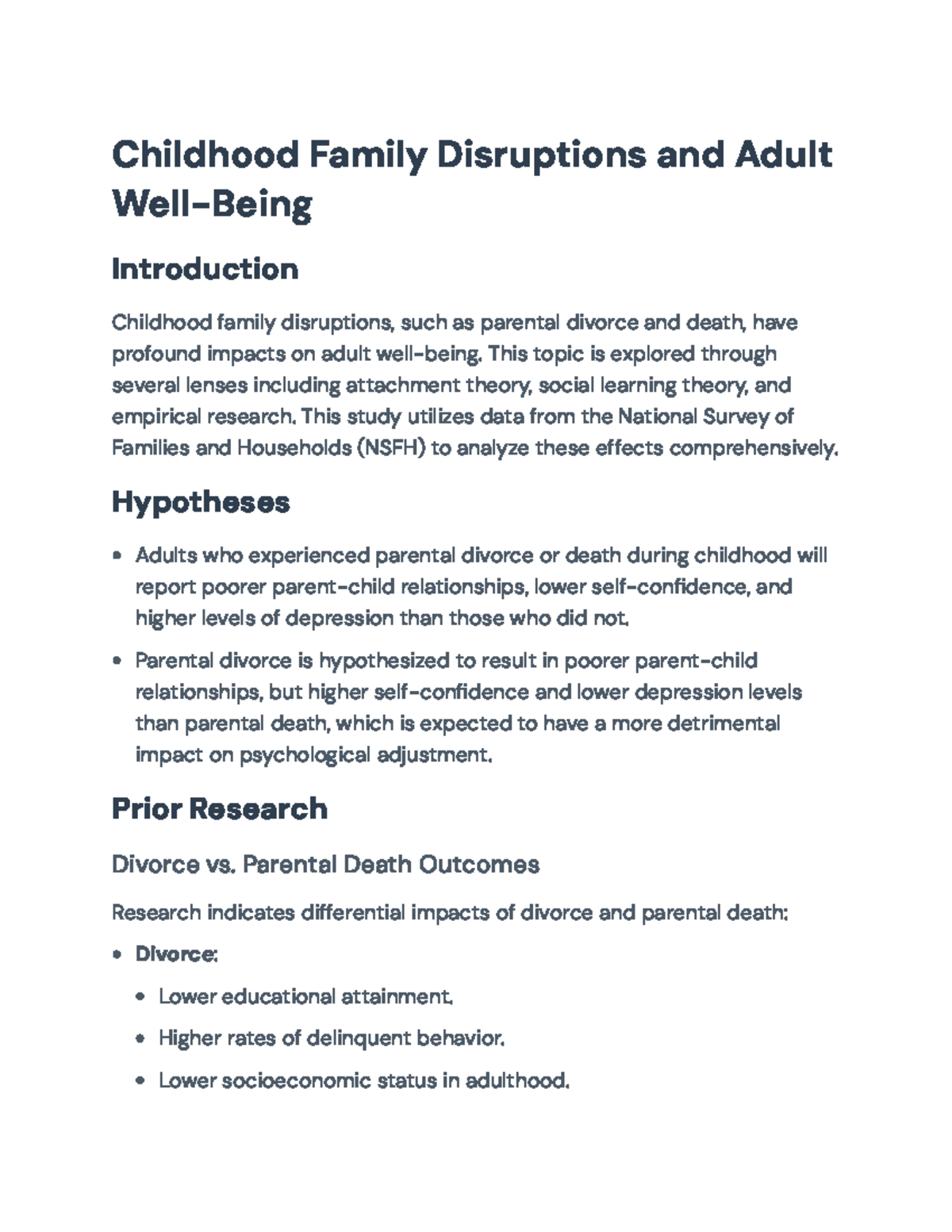 Impacts of Childhood Family Disruptions on Adult Well-Being: A Study ...