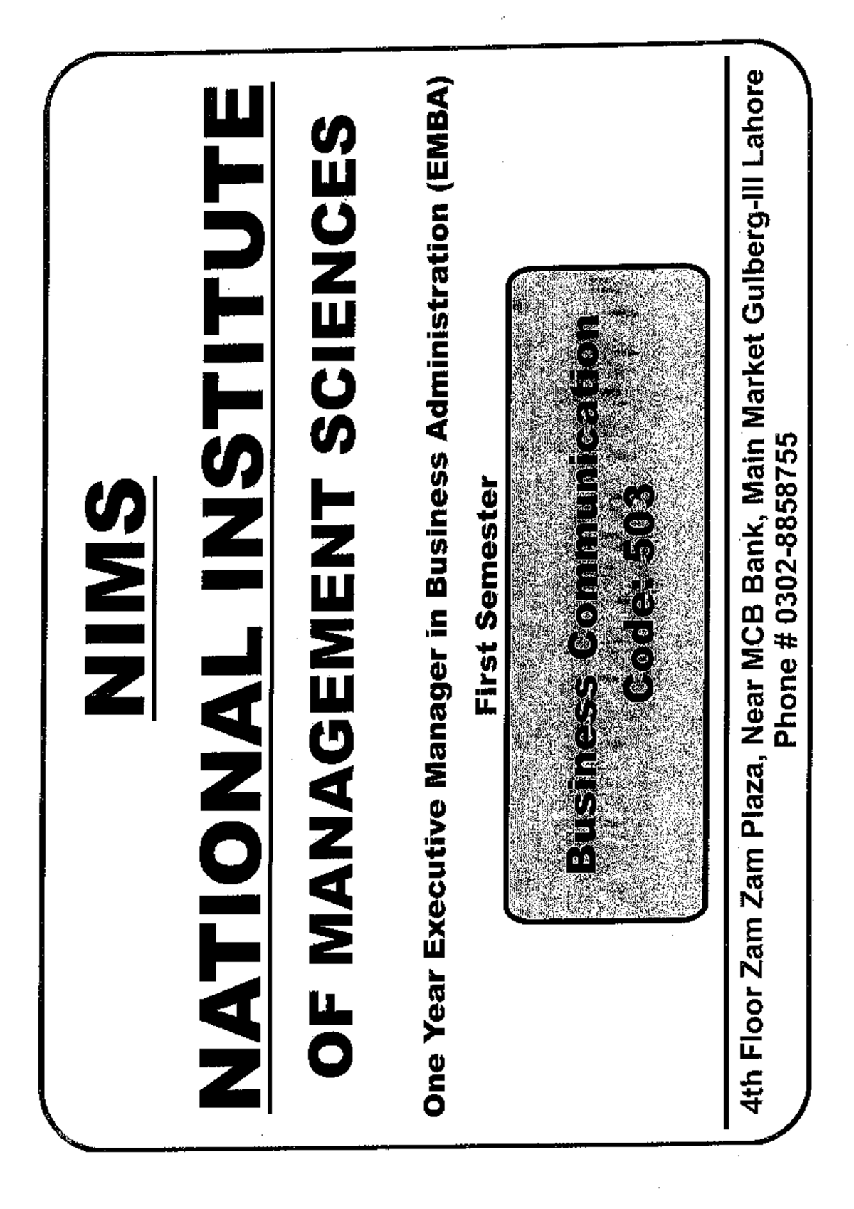 503 Bussines Communication - NIMS NATIONAL INSTITUTE OF MANAGEMENT ...