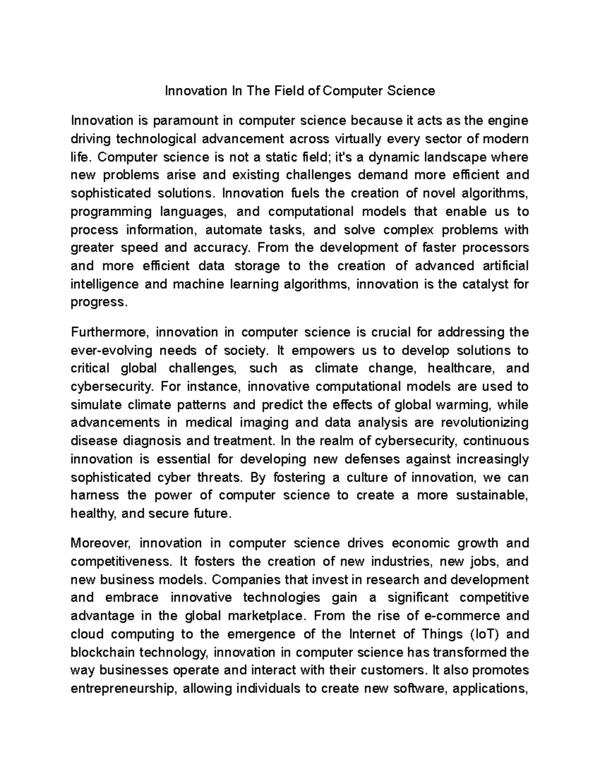 Innovation - Computer science is not a static field; it's a dynamic ...