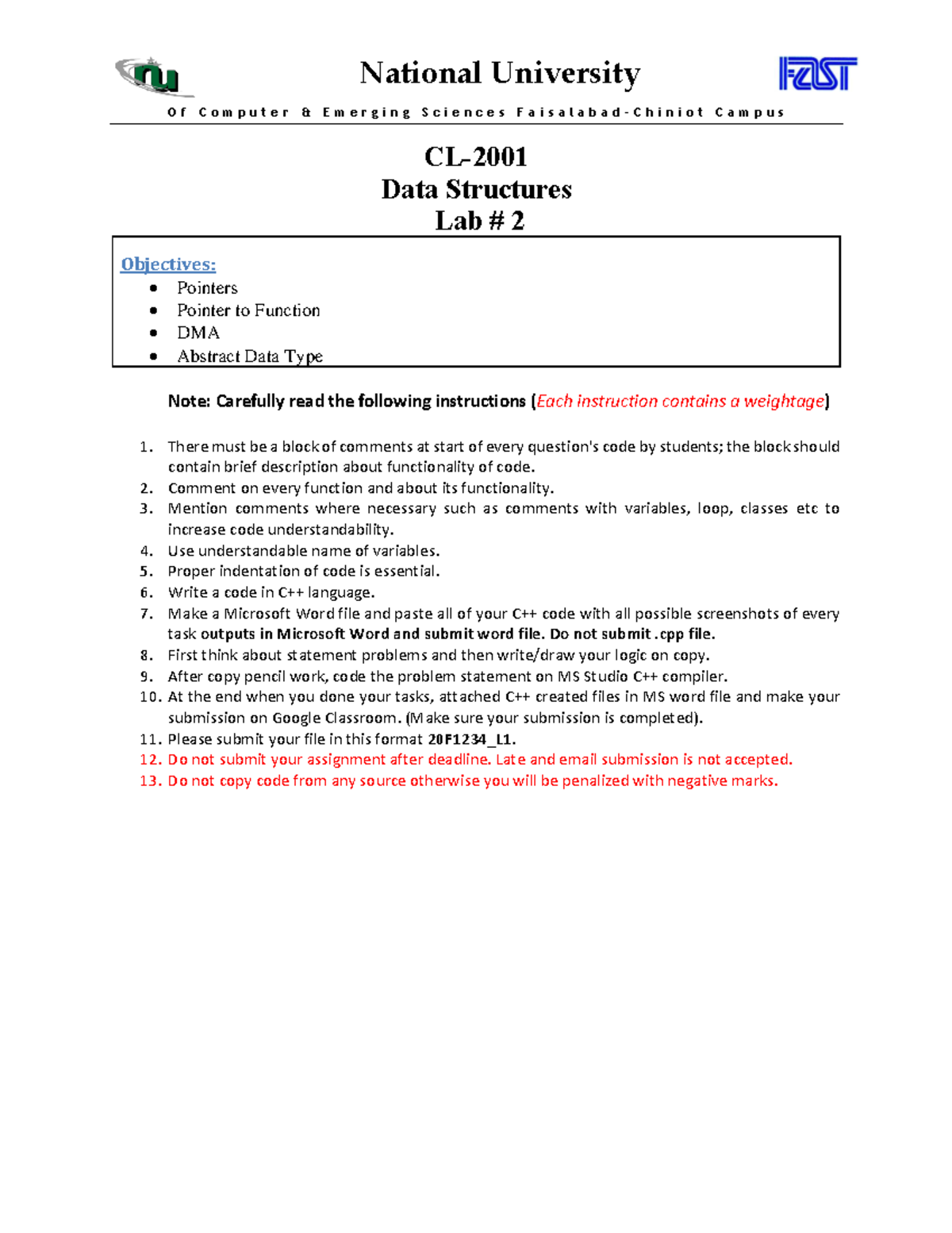 Lab02 Nothing O F C O M P U T E R And E M E R G I N G S C I E N C E S F A I S A L A B