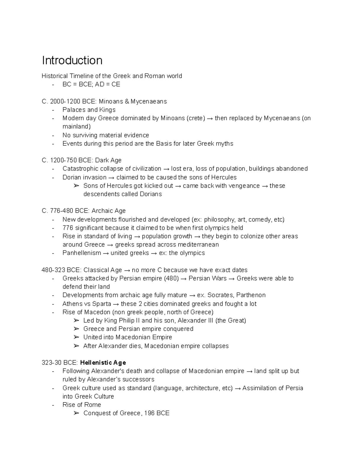 Classics 2300 Lecture: Historical Timeline of Greek and Roman ...