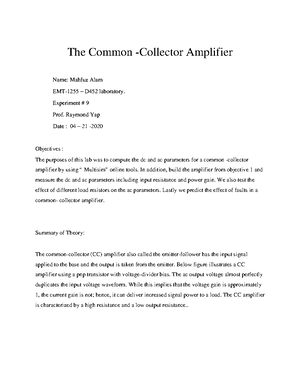 Lab report 3 - Rectifier Circuit Name: Mahfuz Alam EMT-1255 – D452 ...