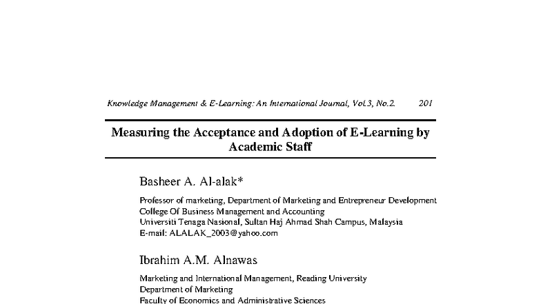Measuring IT Adoption Among Academic Staff: Insights from Jordan - Studocu