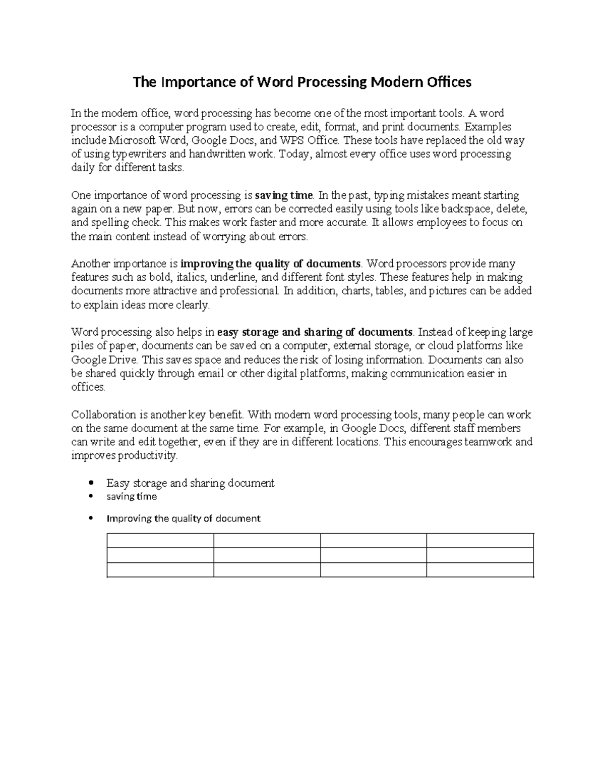 The Importance of Word Processing in Modern Offices - Exam MS Word ...