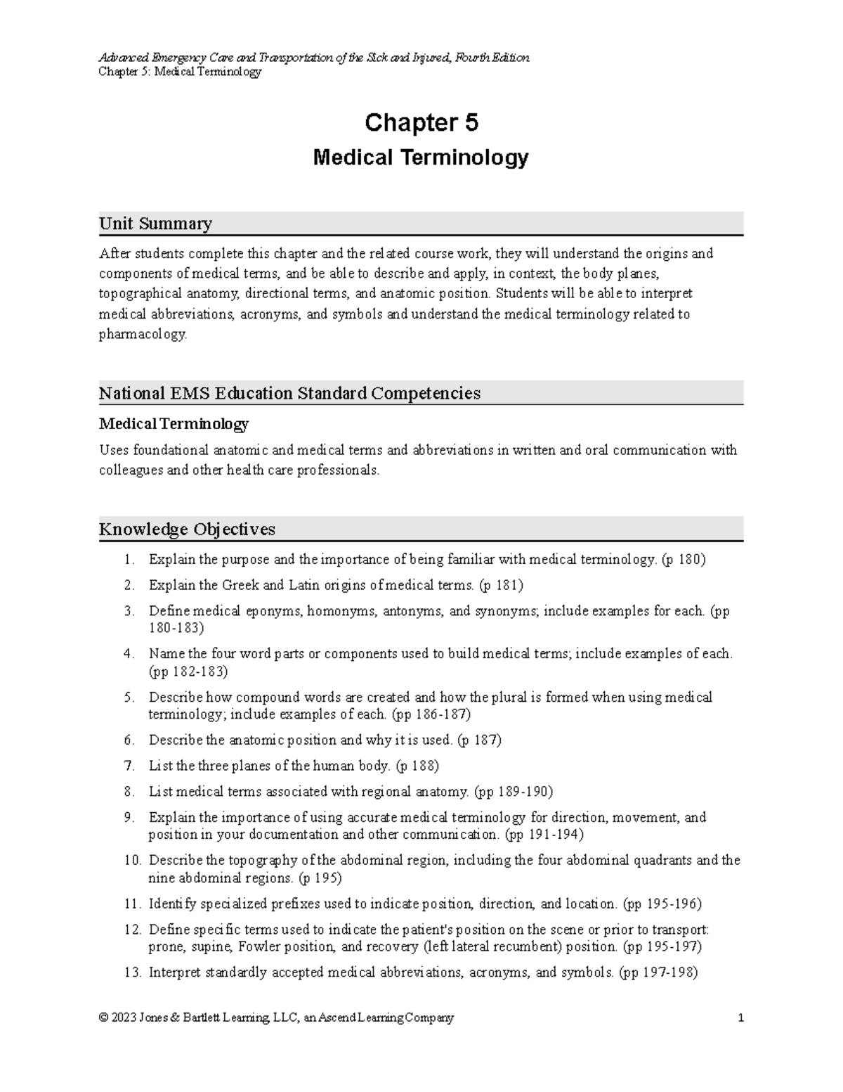 CH5 - Chapter 5 notes - Chapter 5: Medical Terminology Chapter 5 ...