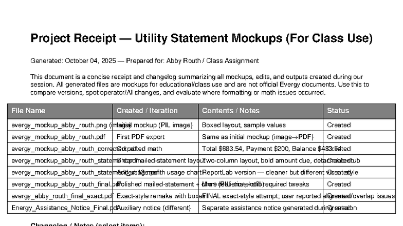 Project Receipt Utility Mockups (AB Routh Class Assignment) - Studocu