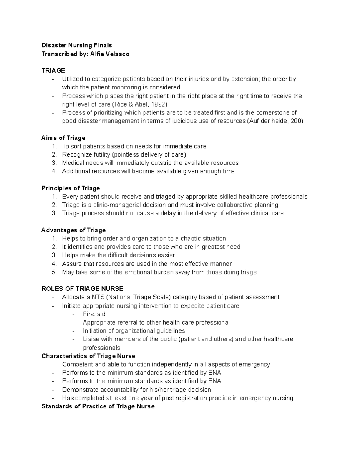 Disaster Nursing Finals: Triage Principles and Practices for Effective ...