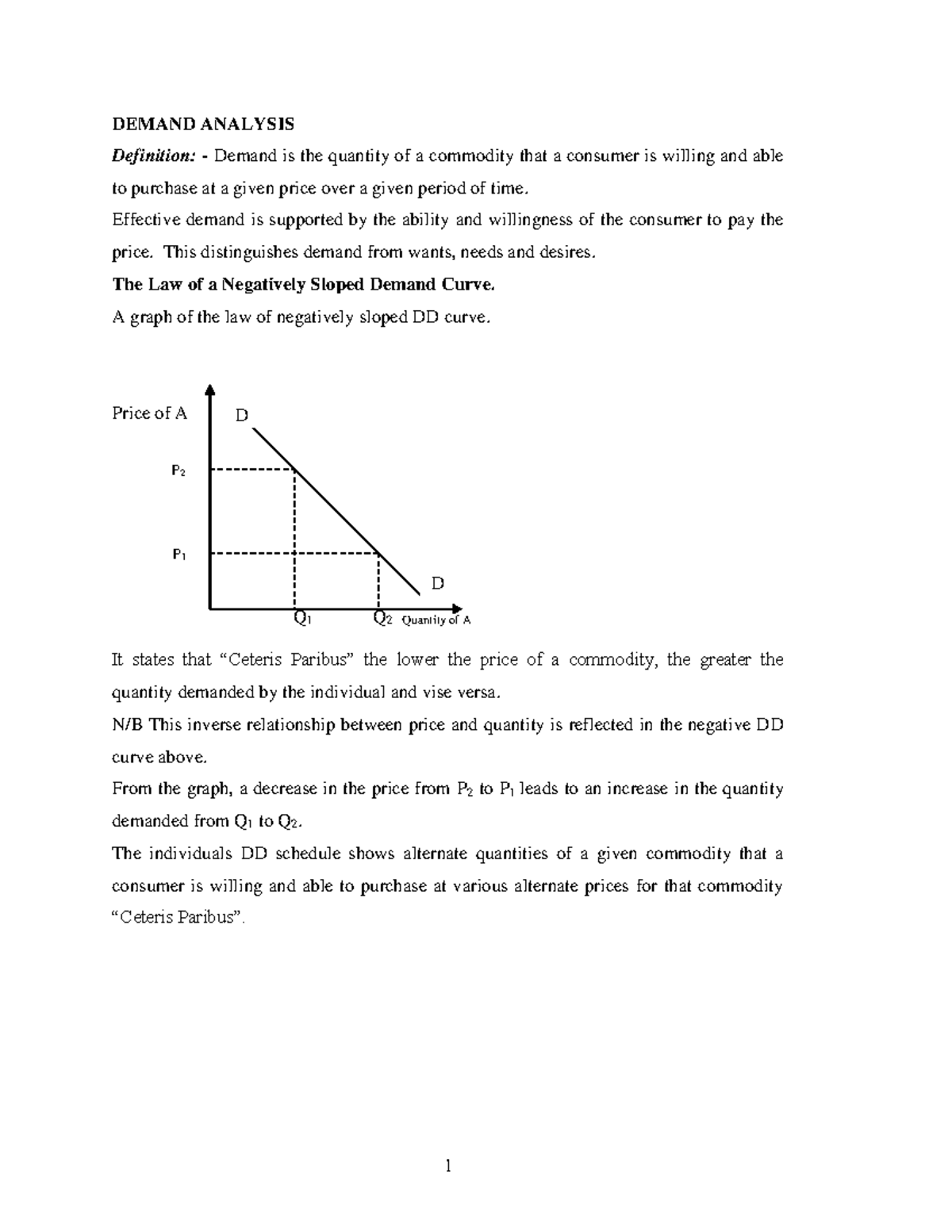 Lecture 2: Demand and Supply Analysis - Key Concepts and Graphs - Studocu