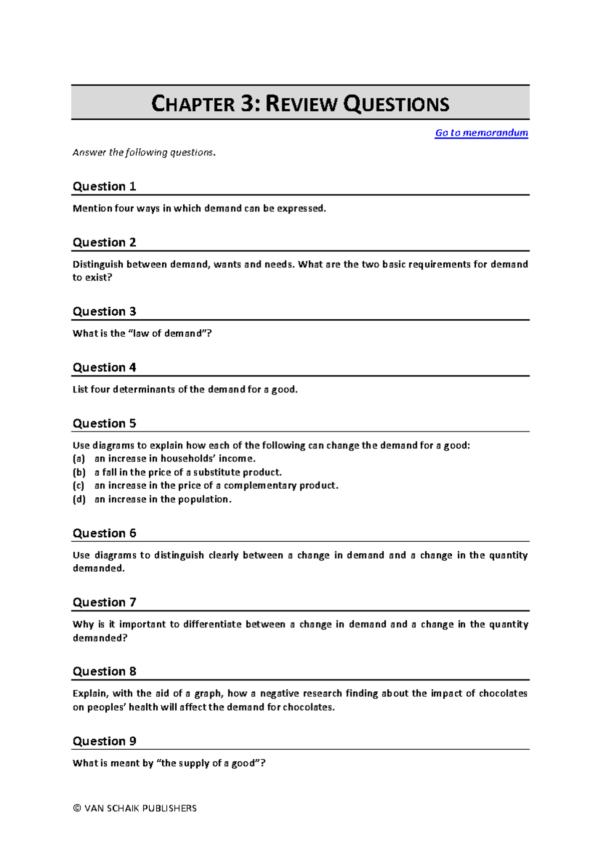 CHAPTER 3: DEMAND AND SUPPLY REVIEW QUESTIONS (UME) - Studocu