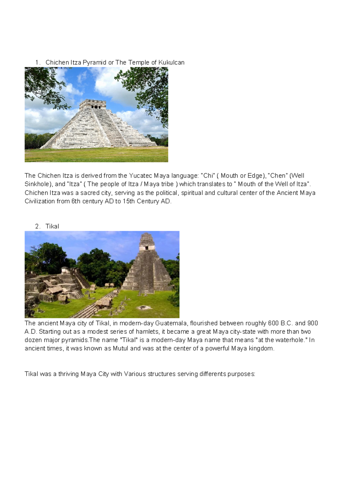Architectural Achievements of Ancient Maya Civilizations - Studocu