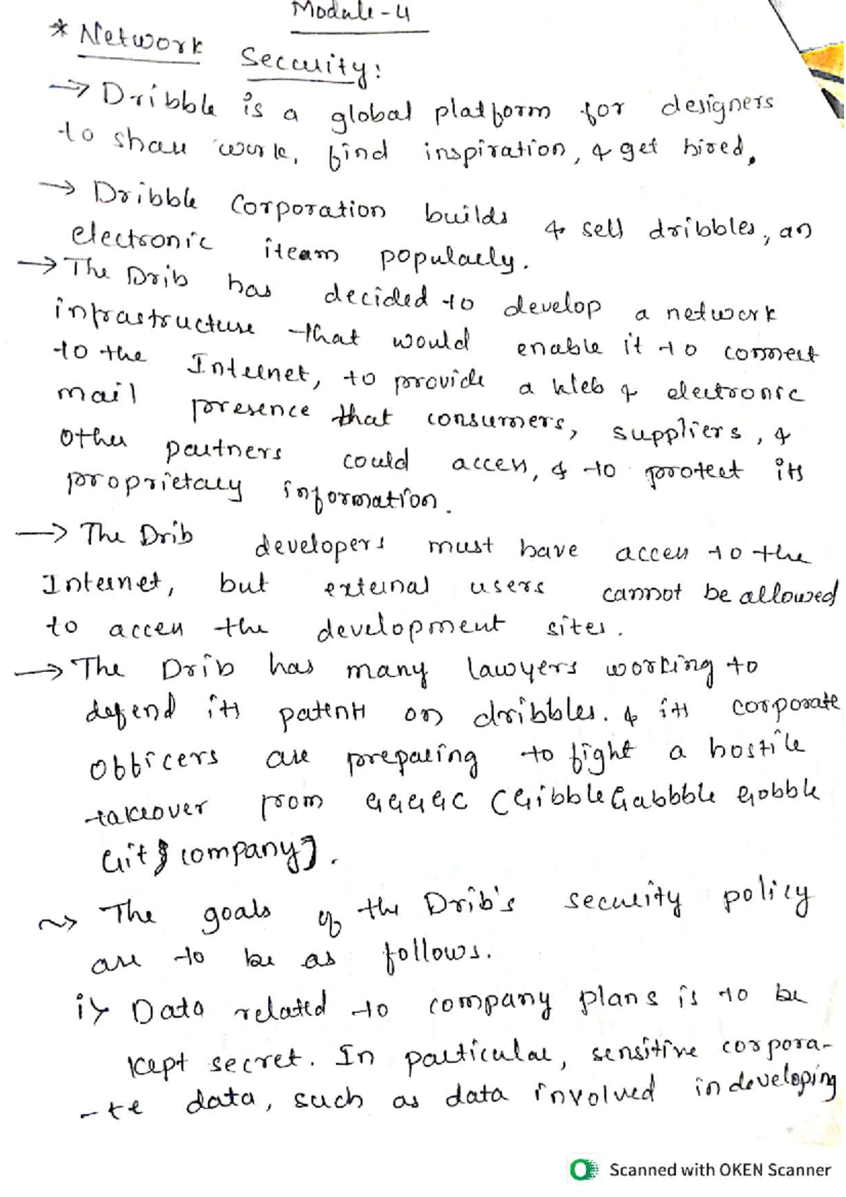 M4 - Network Security Policy Development for Dribble Corporation - Studocu