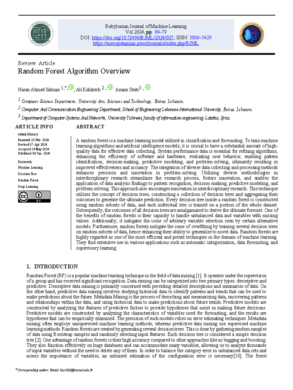 Random Forest Algorithm Overview: Insights and Applications in Machine ...
