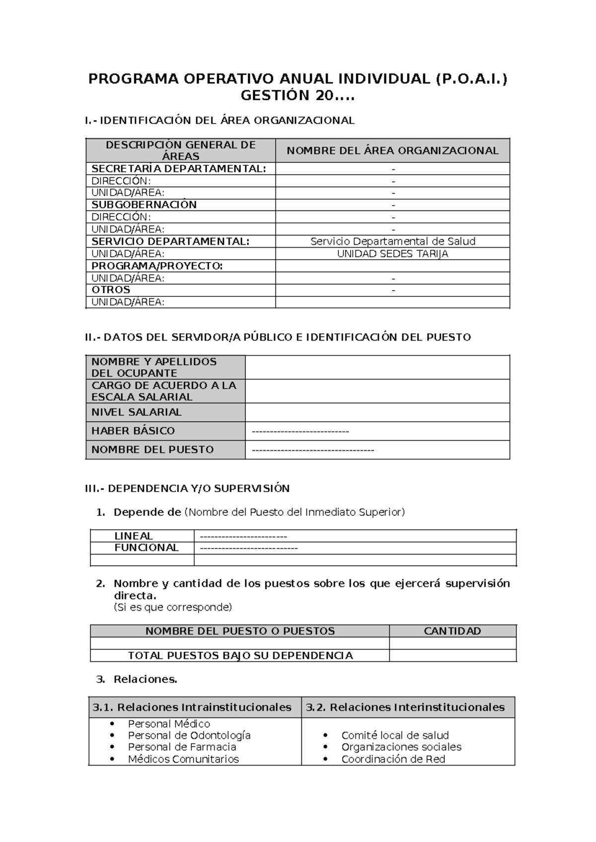 POAI 2025: Informe de Gestión del Servicio Departamental de Salud - Studocu
