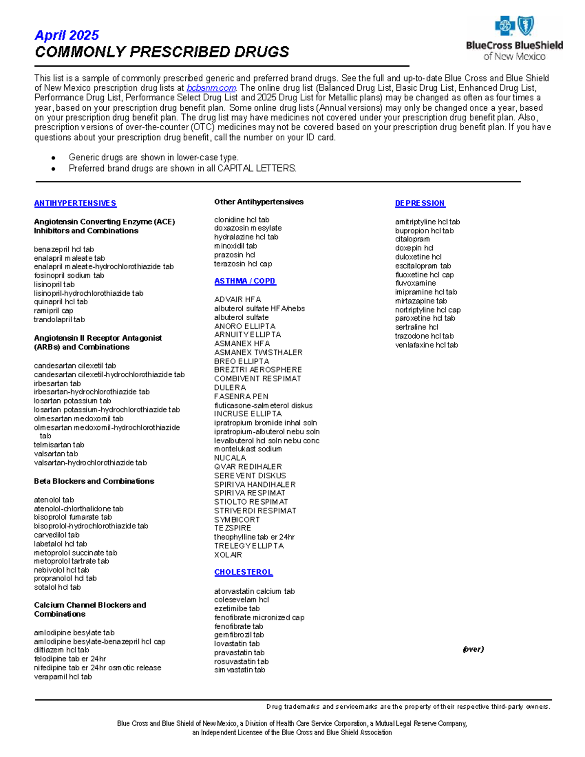 April 2025 Commonly Prescribed Drugs List for NM Formulary - Studocu