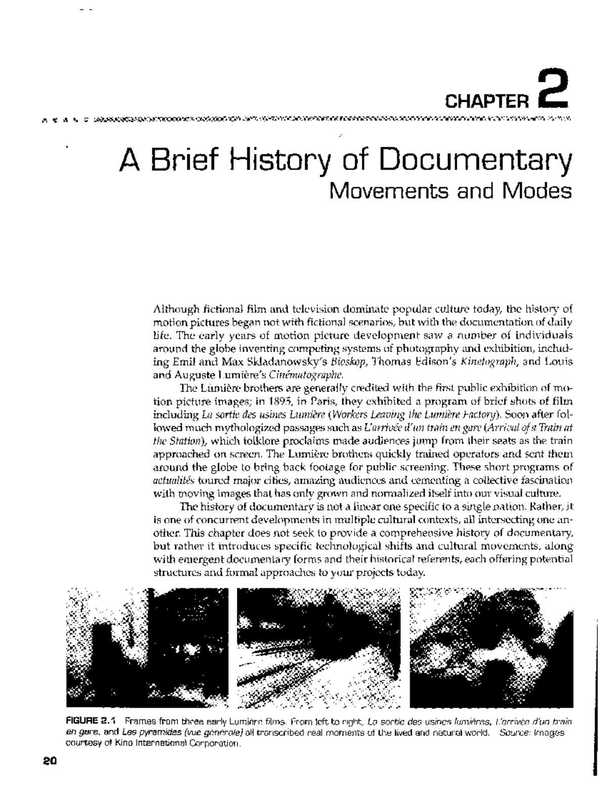 Docs 148D26FF - Chapter Overview of Documentary History and Modes - Studocu