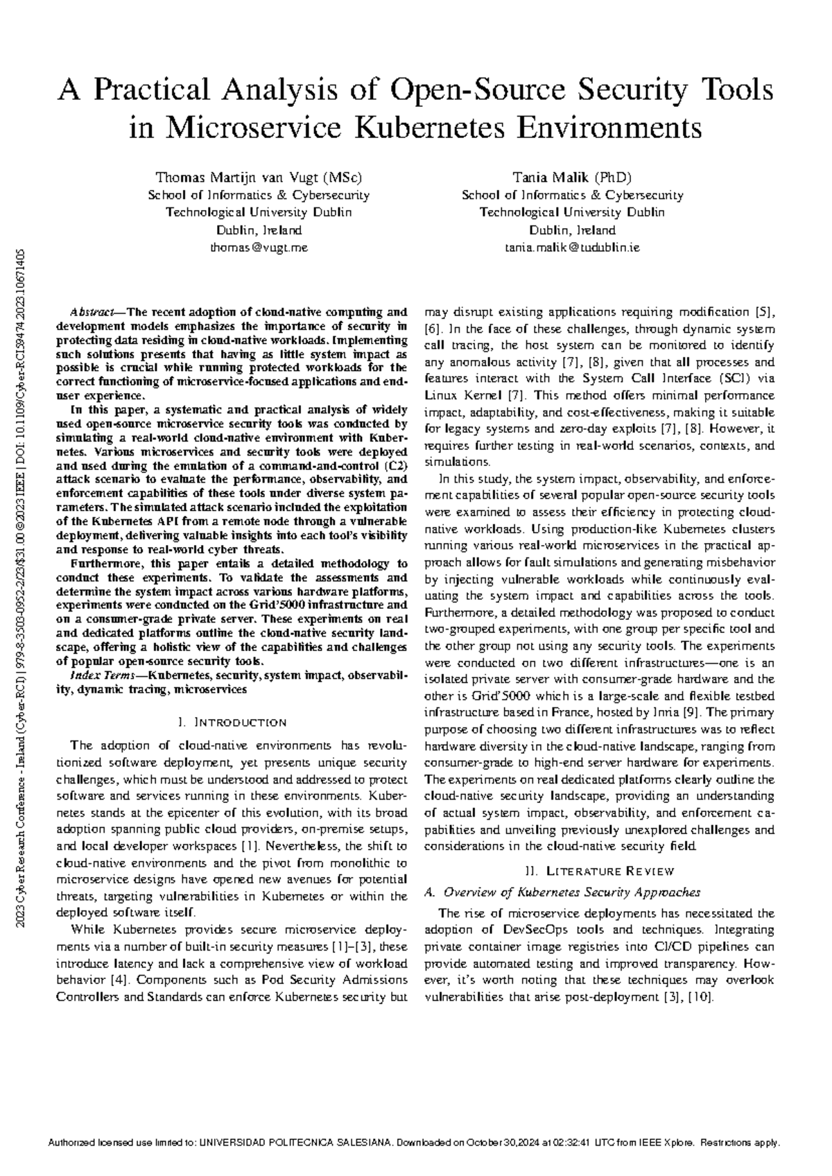 5. A Practical Analysis of Open-Source Security Tools in Microservice ...