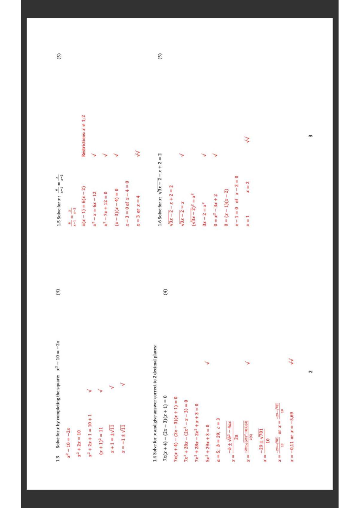 MEMO FET QUAD - Solving Quadratic Equations and Completing the Square ...